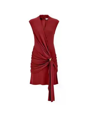 FERRAGAMO Viscose Mini Dress With Gathered Waist - Red
