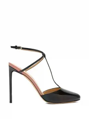 FRANCESCO RUSSO Patent-leather T-bar Hell Pumps - Black
