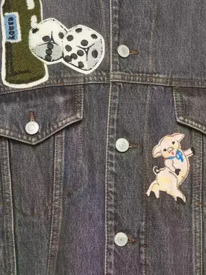 Gucci 2018 Appliqué Corduroy-trimmed Denim Jacket