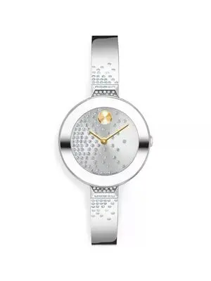 Movado Bold Crystal-embellished 28mm Watch - Silver