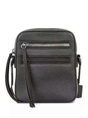 John Richmond Grained-leather Zip-pocket Messenger Bag - Black