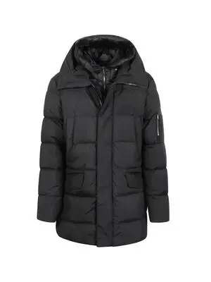 MOORER Quilted Hooded Jacket - Black