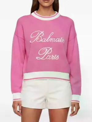 Balmain Logo Embroidered Sweater - Pink