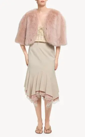 Elie Saab Lace Border Crepe Midi Skirt