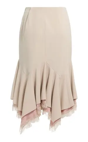 Elie Saab Lace Border Crepe Midi Skirt