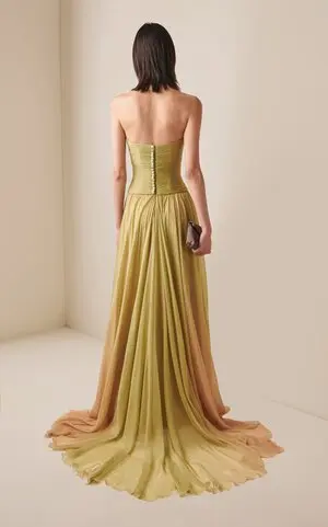 Elie Saab Gradient Chiffon Maxi Dress