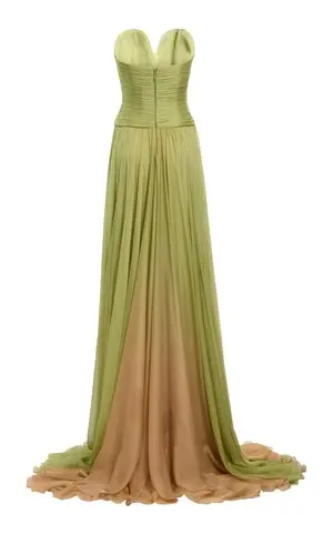 Elie Saab Gradient Chiffon Maxi Dress