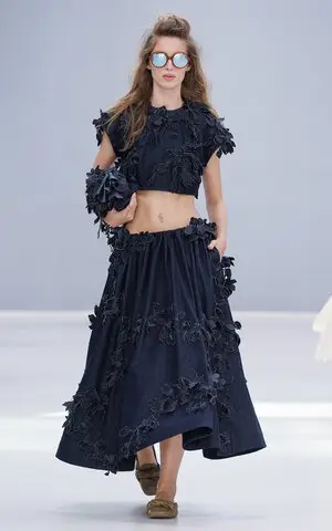 Zimmermann Becoming Applique Denim Linen-silk Maxi Skirt - Navy