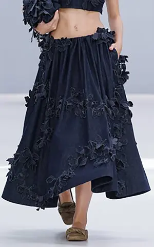 Zimmermann Becoming Applique Denim Linen-silk Maxi Skirt