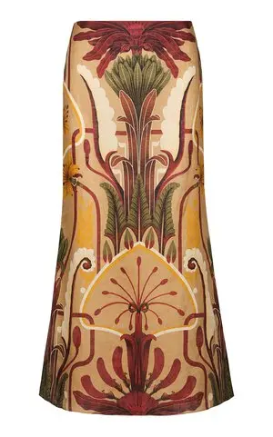 Johanna Ortiz Muralla Del Sol Linen Midi Skirt