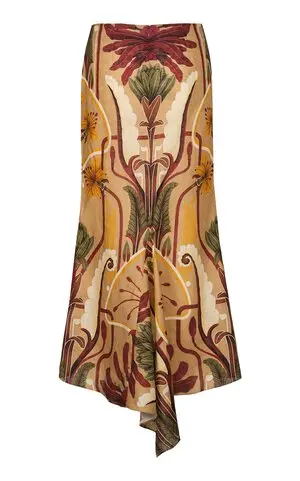 Johanna Ortiz Muralla Del Sol Linen Midi Skirt
