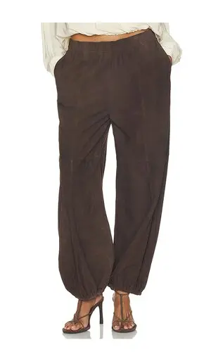 HERSKIND Sylvia Suede Mid Waist Pants In Brown - Coffee Brown