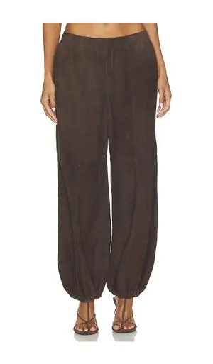 HERSKIND Sylvia Suede Mid Waist Pants In Brown