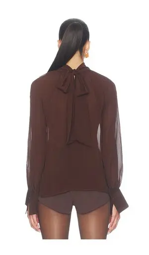 Generation Love Noor Combo Crystal Blouse In Brown - Espresso