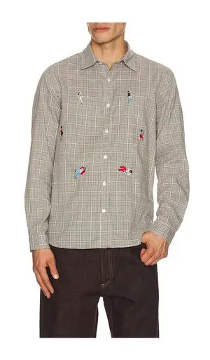 EDMMOND STUDIOS Groove Room Shirt In Grey - Plain Khaki