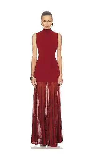SRG Kera Mock Neck Knit Gown In Red