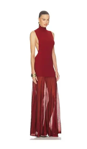 SRG Kera Mock Neck Knit Gown In Red