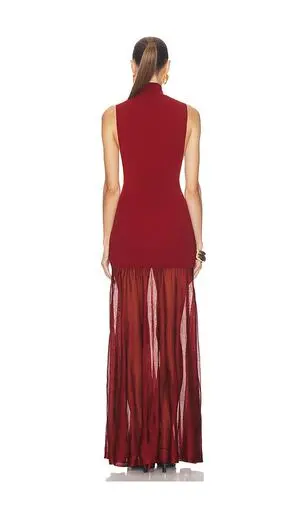 SRG Kera Mock Neck Knit Gown In Red