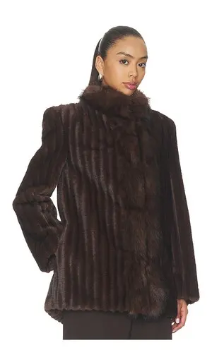 DUCIE Sienna Fur Jacket In Brown