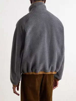 AMI Paris Logo-appliquéd Shell-trimmed Fleece Half-zip Sweater