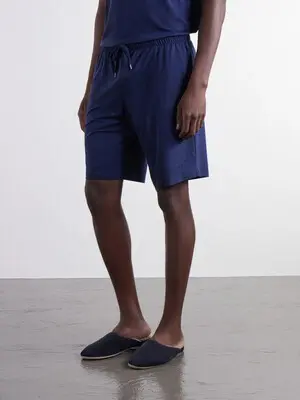 Derek Rose London Printed Stretch-modal Jersey Drawstring Pyjama Shorts - Blue