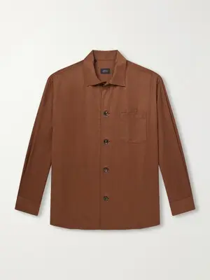 Brioni Brioni - Wool And Silk-Blend Twill Shirt - Men - Brown - XS Brown