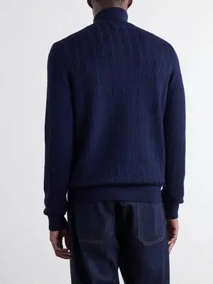 Mr P. Pointelle-knit Merino Wool Zip-up Cardigan