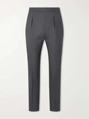 Thom Sweeney Tapered Pleated Wool-twill Suit Trousers