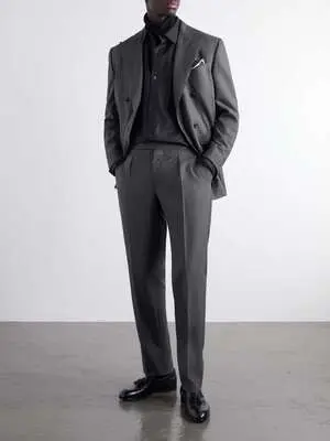 Thom Sweeney Tapered Pleated Wool-twill Suit Trousers