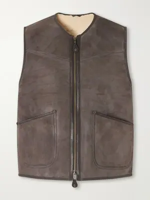Aimé Leon Dore Leather-trimmed Suede Vest - Brown
