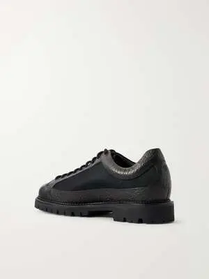 Aimé Leon Dore Field Textured Leather-trimmed Mesh Hiking Boots