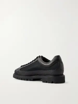 Aimé Leon Dore Field Textured Leather-trimmed Mesh Hiking Boots - Black