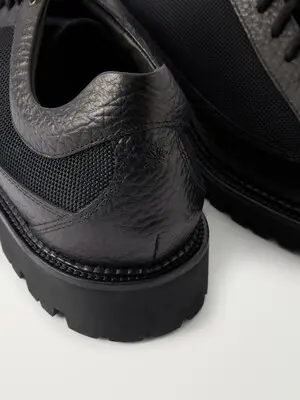 Aimé Leon Dore Field Textured Leather-trimmed Mesh Hiking Boots - Black