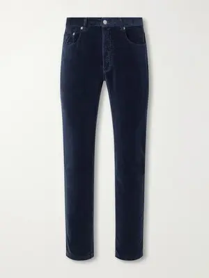 Massimo Alba Straight-leg Cotton-velvet Trousers - Blue