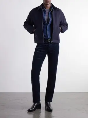 Massimo Alba Straight-leg Cotton-velvet Trousers - Blue