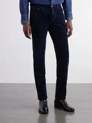 Massimo Alba Straight-leg Cotton-velvet Trousers - Blue