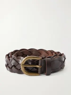 MORJAS 3cm Braided Leather Belt - Brown