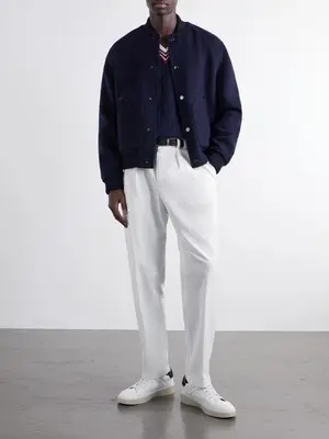 Canali Tapered Pleated Cotton-twill Trousers - Neutrals