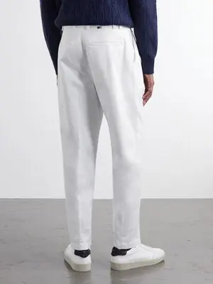 Canali Tapered Pleated Cotton-twill Trousers - Neutrals