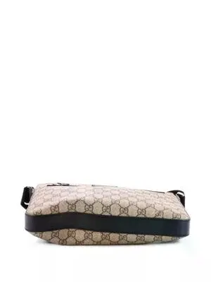 Gucci Front Zip Messenger Gg Coated Canvas Medium Crossbody Bag