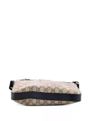 Gucci Front Zip Messenger Gg Coated Canvas Medium Crossbody Bag - Brown
