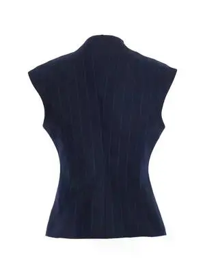MERCI Pinstripe Double-breasted Vest - Blue