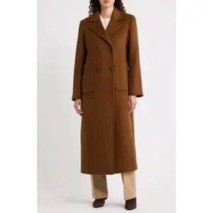 Vince Long Double Breasted Wool & Cashmere Blend Maxi Coat - Vicuna