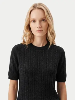 Gobi Cashmere Cashmere Short-sleeve Cable Sweater