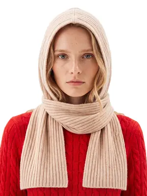 Gobi Cashmere Cashmere Rib-knit Hood - Beige