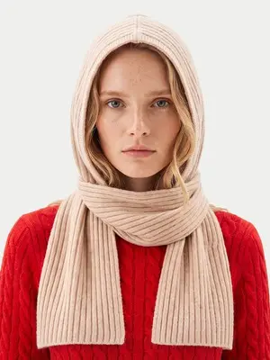 Gobi Cashmere Cashmere Rib-knit Hood - Beige