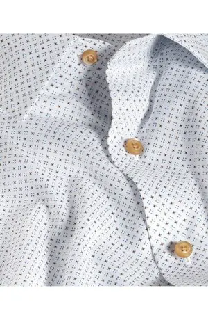 David Donahue Regular Fit Micro Neat Print Dress Shirt - White/chocolate