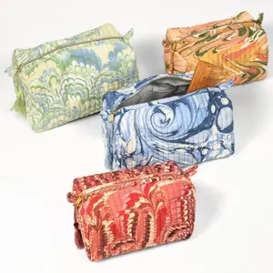 INNER CHILD Peacock Hand Marbled Cosmetic Bag