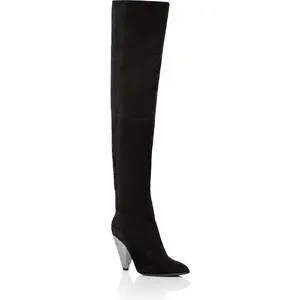 Philipp Plein Rhinestone High Heel Suede Boots - Black