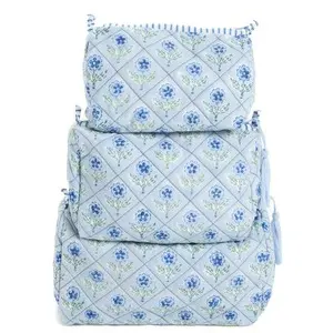 INNER CHILD Mona Blockprint Makeup Bag - Blue